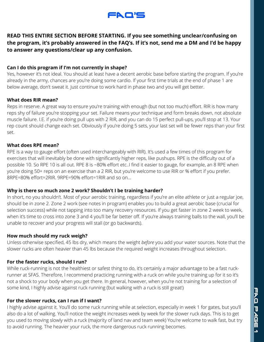 Special Forces Assessment and Selection (SFAS) Training Program ...